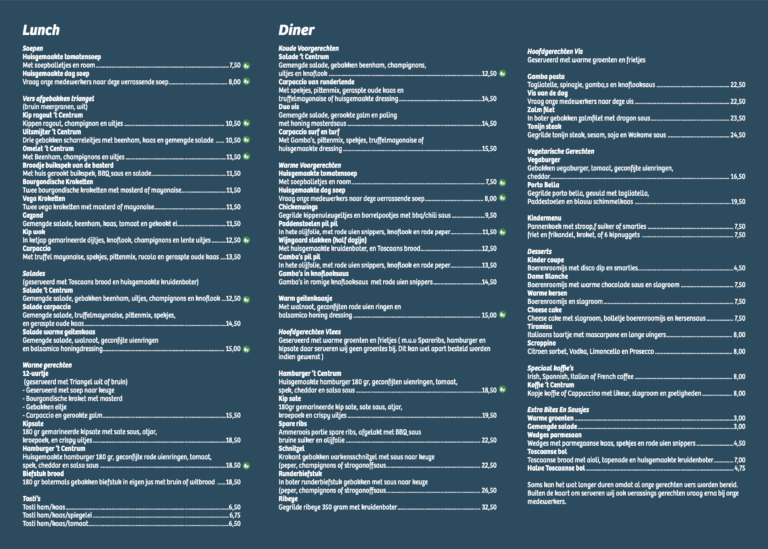 Menu kaart